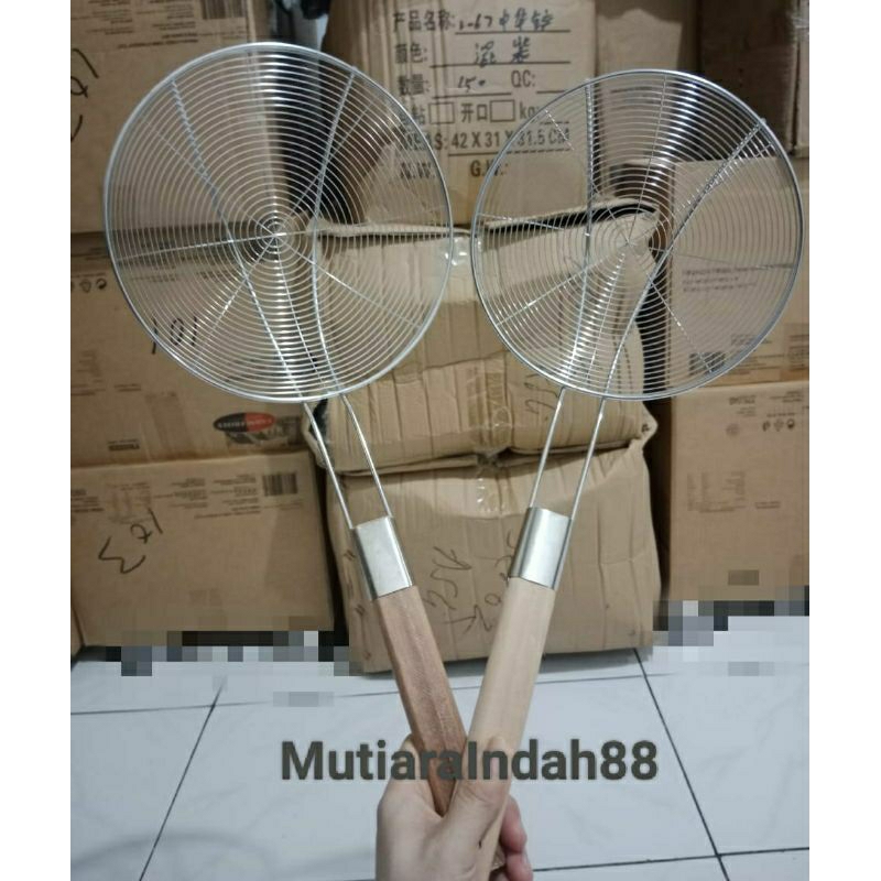 Jual Serok Double Gagang Kayu Tebal/Serokan Saringan Tirisan Minyak ...
