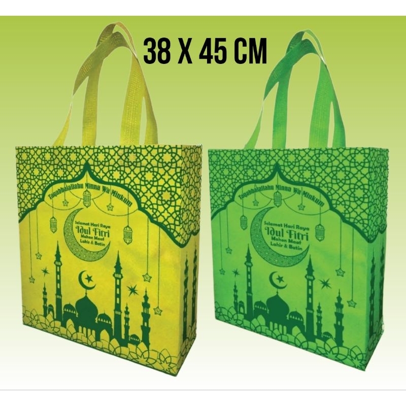 Jual Tas lebaran / Tas Idul Fitri / Tas spunbond ukuran 38x45 isi 12pcs | Shopee Indonesia