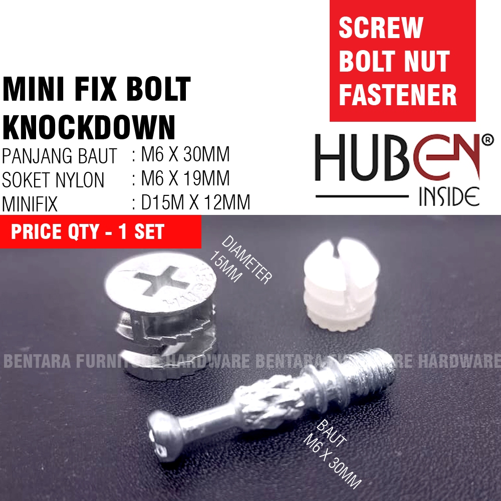 Jual MINIFIX BOLT BAUT KNOCKDOWN SKRUP SOKET SAMBUNGAN JOINT FURNITURE ...