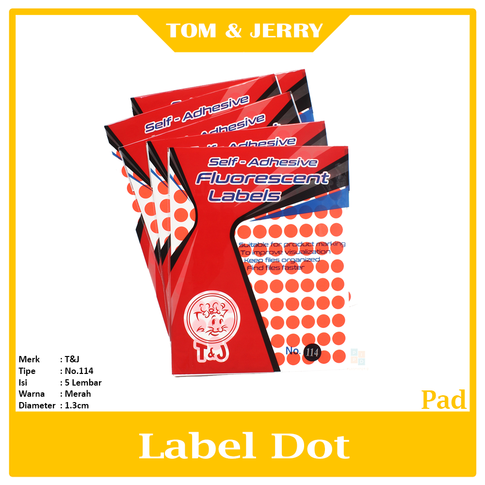 Jual Tom & Jerry - Color Dot Labels 114 Merah - Pad | Shopee Indonesia