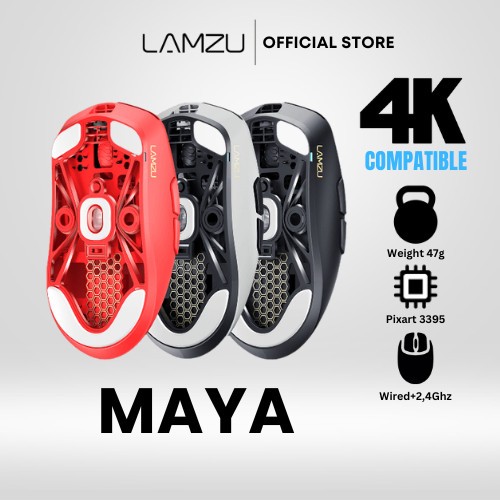 Jual Lamzu Maya Ultralight Ergonomic Wireless Mouse 2.4Ghz Available 4K ...