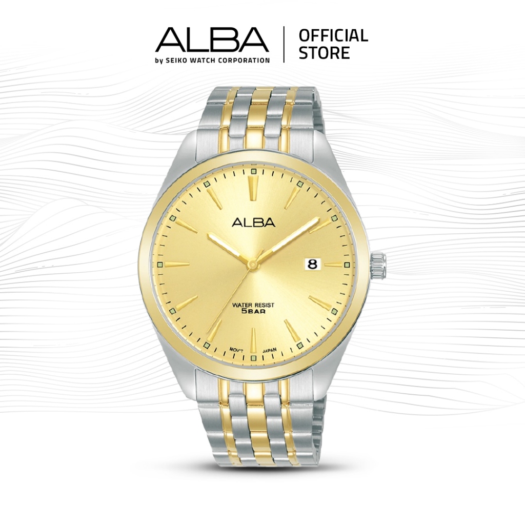 Jual ALBA Jam Tangan Pria AS9Q98 Quartz Stainless Steel Silver Gold Two ...