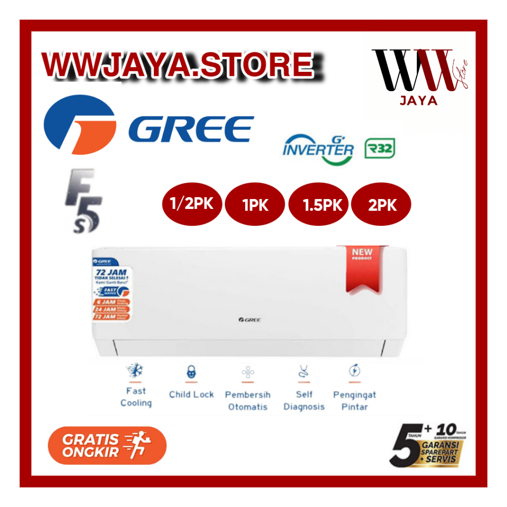 Jual AC Gree 1/2PK - 2PK AC Inverter Gree GWC05F5S / GWC09F5S ...
