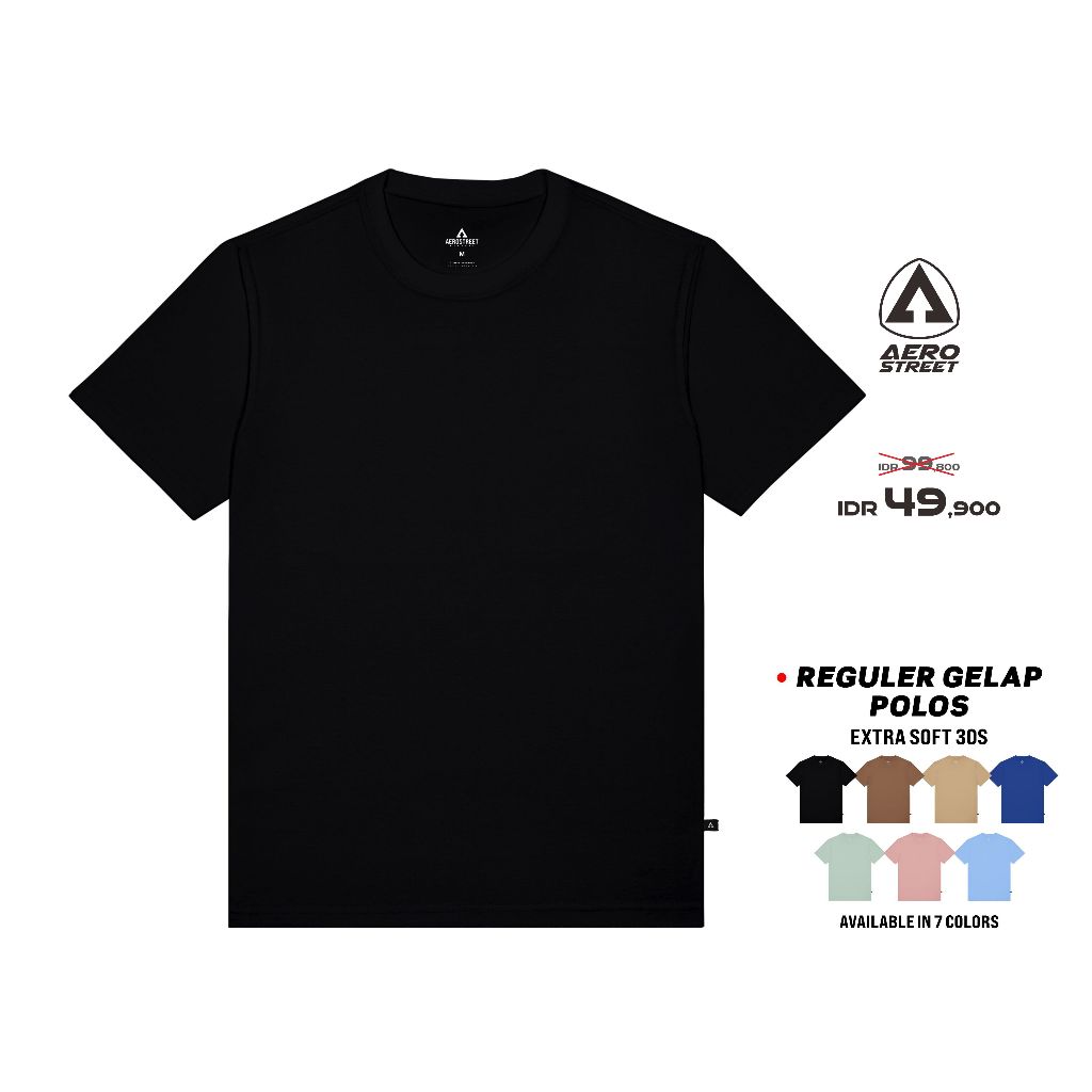 Jual Aerostreet Extra Soft T Shirt Reguler Polos Gelap Kaos T-Shirt ...