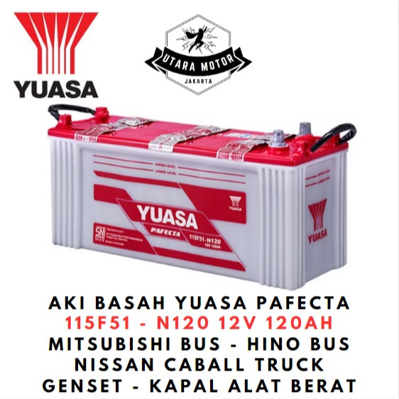 Jual YUASA Aki Basah Mobil Pafecta 115F51 N120 12V 120Ah M Hino Bus Genset | Shopee Indonesia