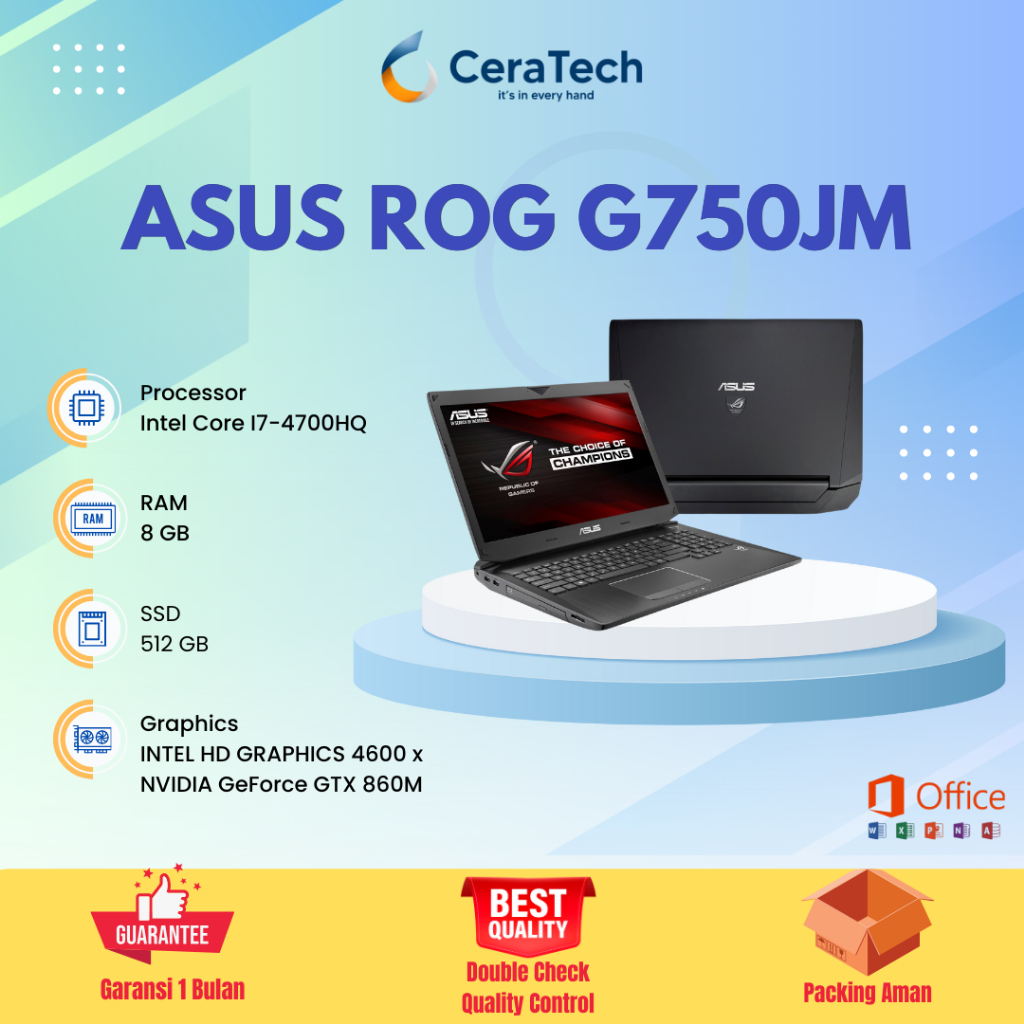 Jual Laptop ASUS ROG G750JM Core I7 Gen 4 RAM 8GB SSD 512GB | Shopee ...