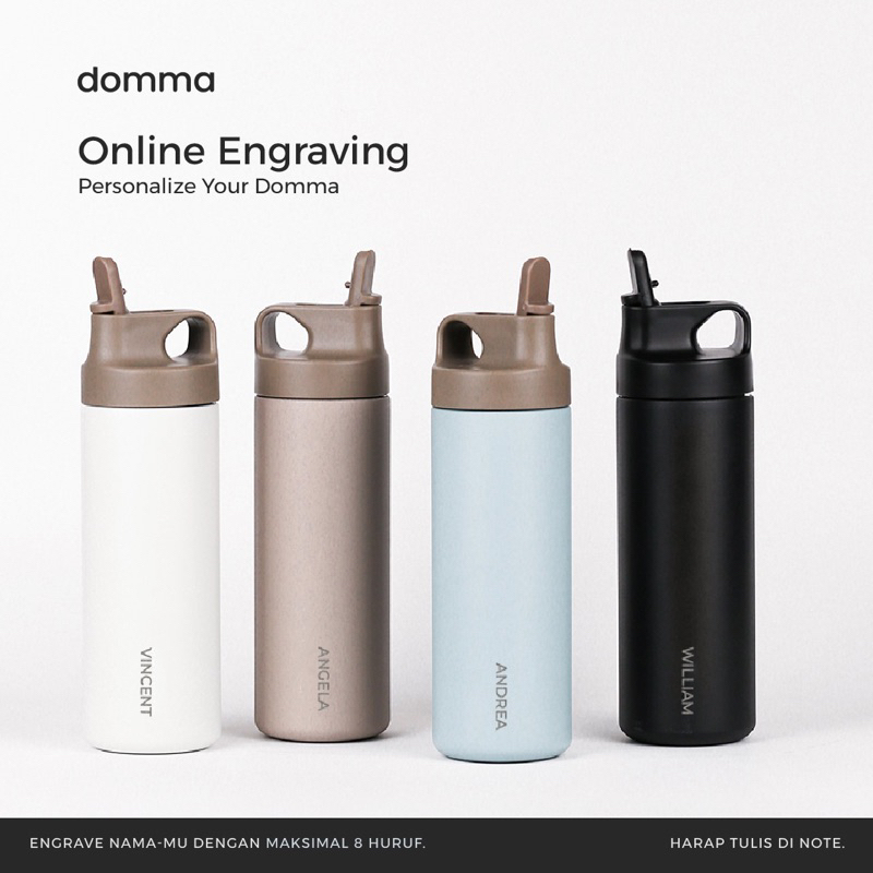 Jual [Domma] Custom Engrave-16 Oz/500 ml Classic Insulated Reusable Tumbler Water Bottle ...