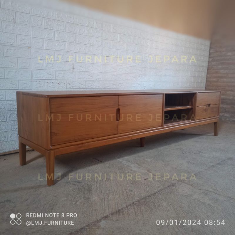 Jual bufet credenza meja tv minimalis pothel 200cm jati jepara | Shopee ...