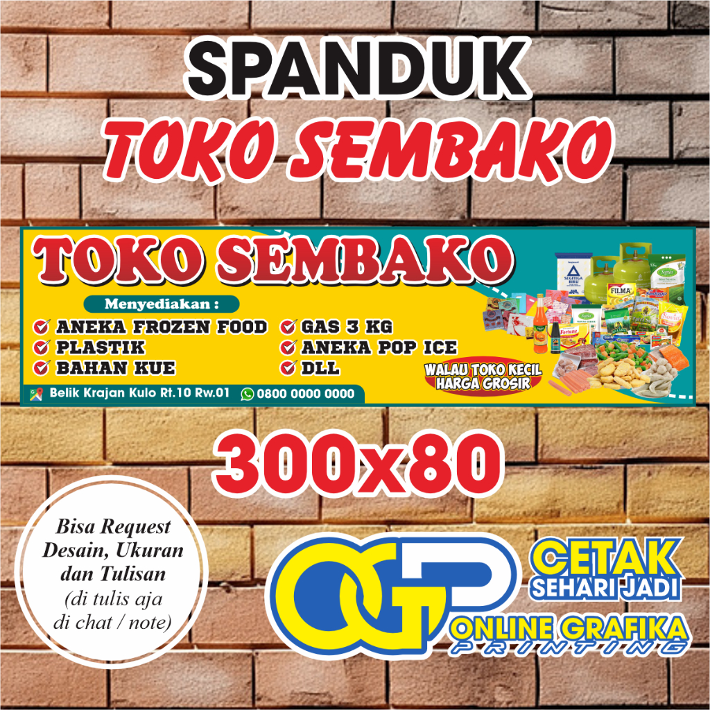 Jual BANNER/SPANDUK TOKO SEMBAKO ( BISA CUSTOM ) 1 HARI JADI/MURAH/KUALITAS BAGUS ...