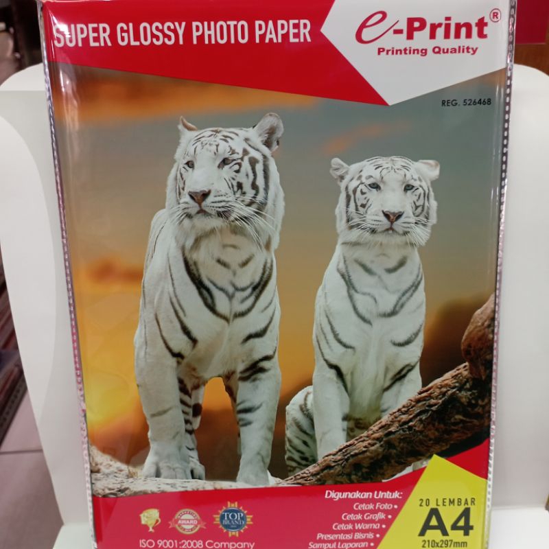 Jual SUPER GLOSSY PHOTO PAPER E-PRINT A4 210x297mm 180gsm ( 20 lembar ...