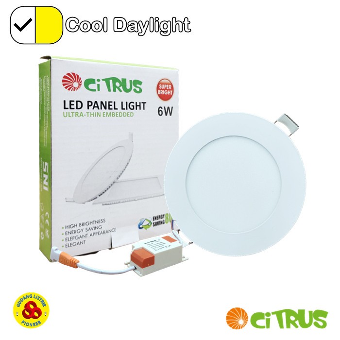 Jual Citrus LED Downlight Panel 6W Bulat Putih Inbow Lampu 6 Watt 6400K ...
