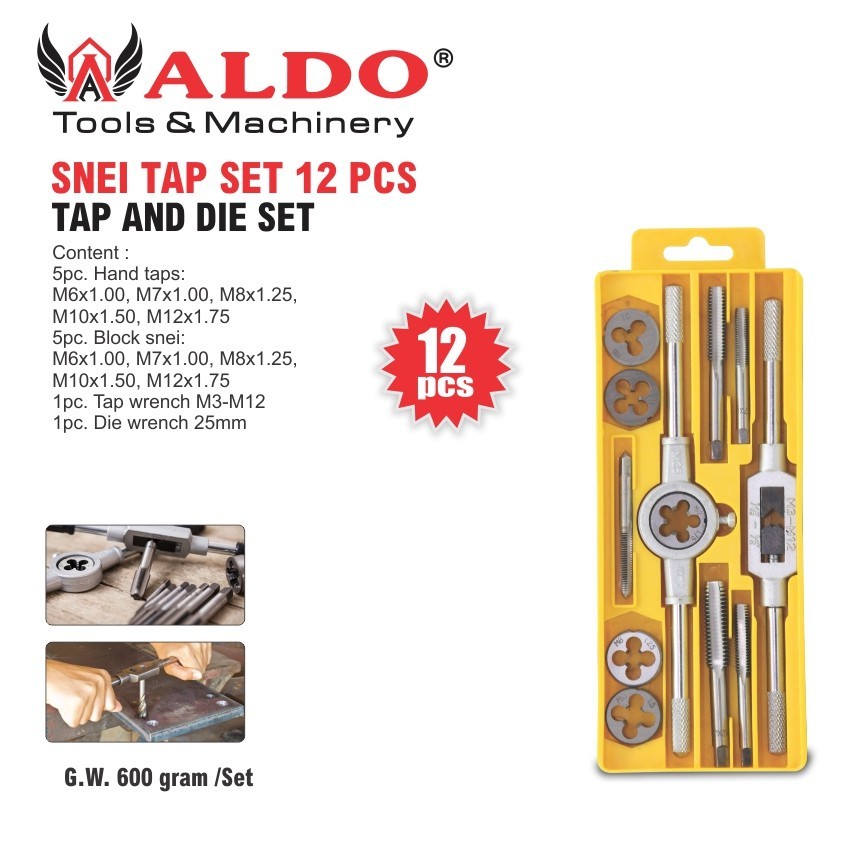 Jual SNEI TAP SET 12 PCS HSS / PEMBUAT ULIR DRAT SET / HAND TAP & DIE ...