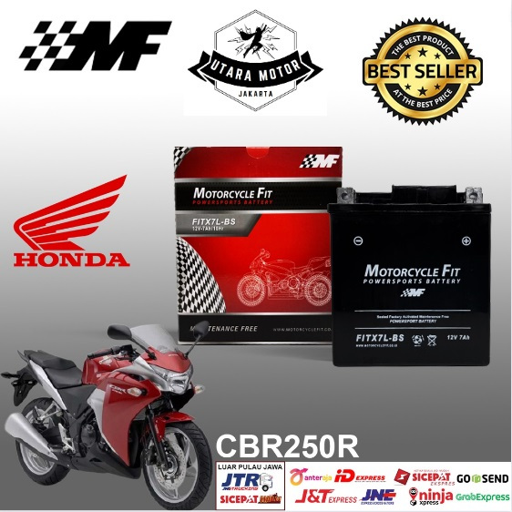 Jual Aki Motor Kering MF FITX7L-BS 12V 7Ah YTX7L-BS Accu Honda CBR250R R25 | Shopee Indonesia