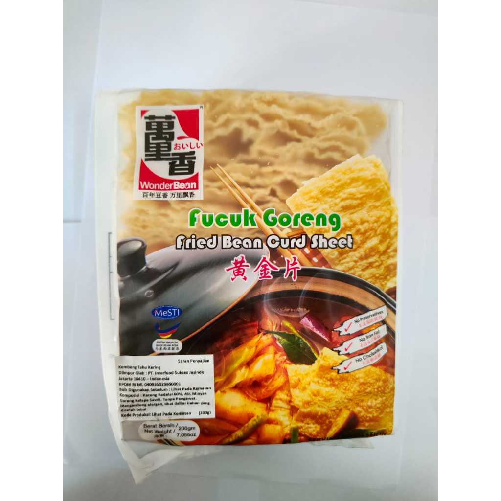 Jual Wonderbean Fucuk Goreng 200g Fried Bean Curd Sheet Lembaran Tauhu ...