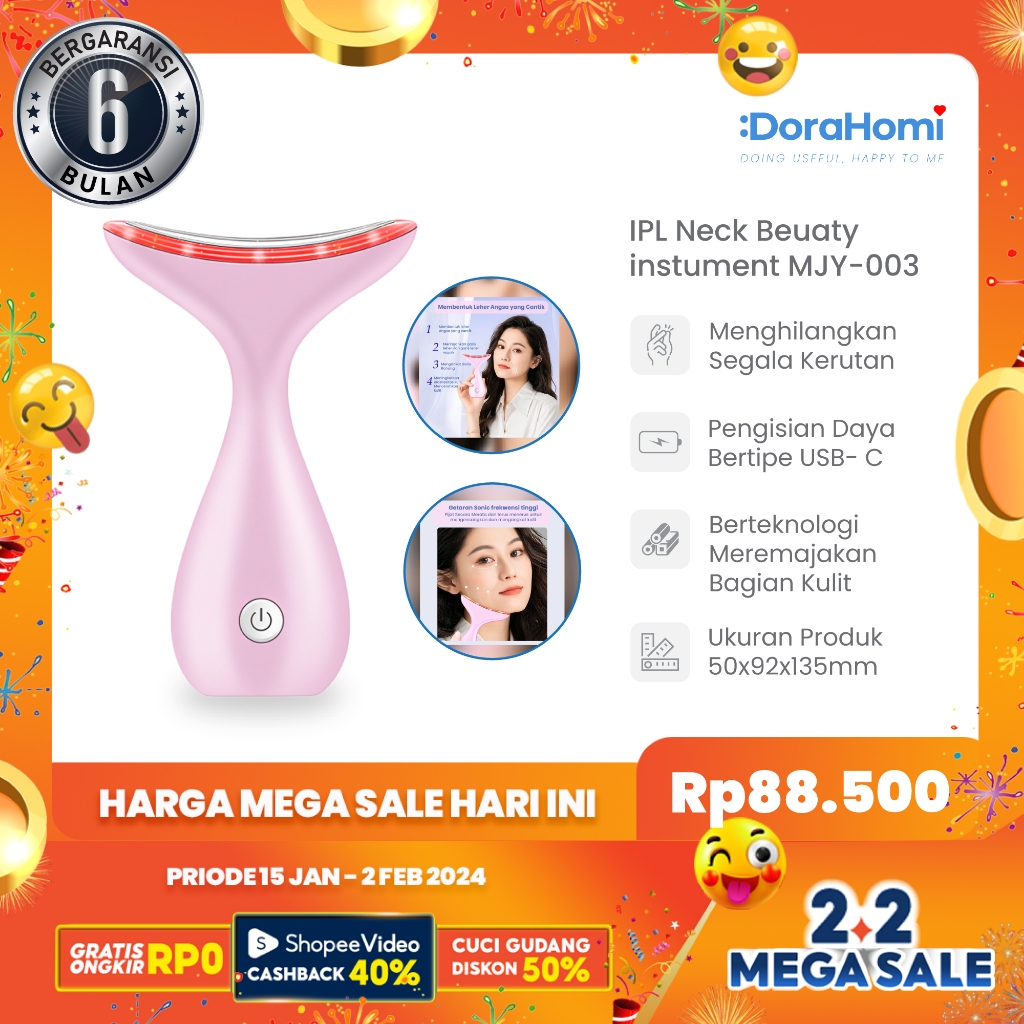 Jual DoraHomi Alat Pijat Leher Pengencang Kulit wajah Setrika getar ...