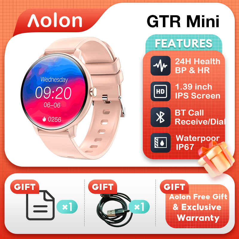 Jual Aolon GTR Mini Smartwatch Jam Running Pria Pace Bluetooth Call ...