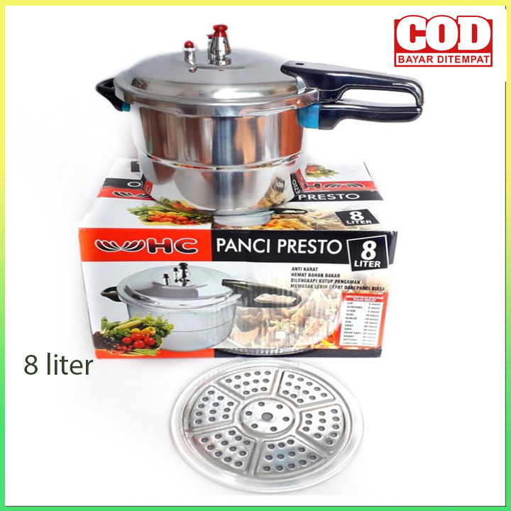 Jual PANCI PRESTO STAINLESS PRESTO HC / PRESTO HAPPY CALL 8 LITER WITH STEAMER | Shopee Indonesia