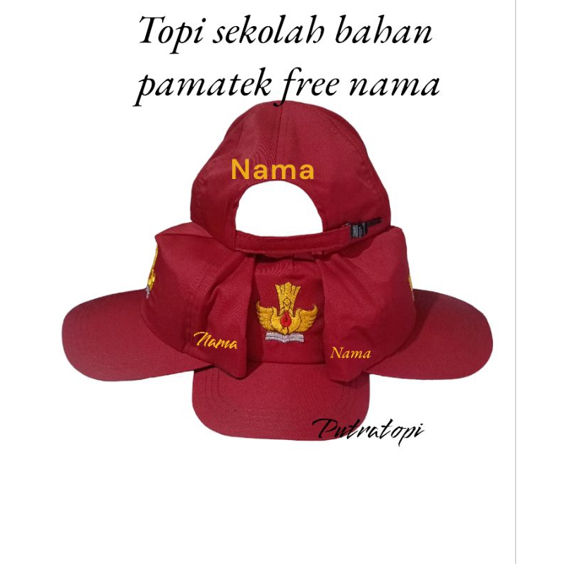 Jual Topi sekolah SD pamatek free nama dasi sekolah SD pake nama topi ...
