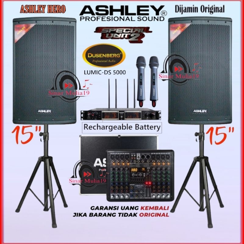 Jual Paket Sound System Speaker Aktif 15 Inch Ashley Hero 15a Mixer