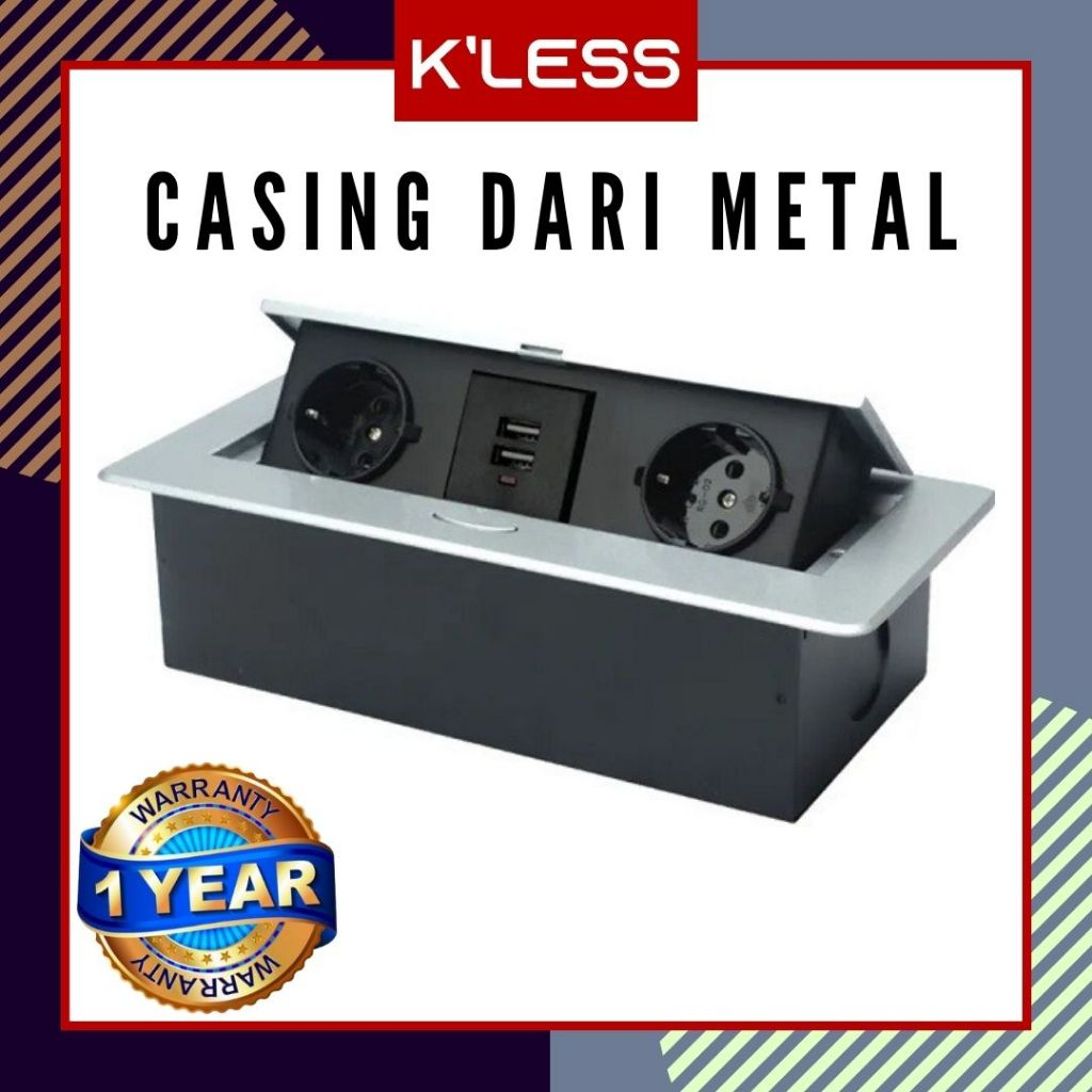 Jual Stop Kontak Meja Meeting Tanam 2 Socket 2 USB A Soft Touch Pop Up ...