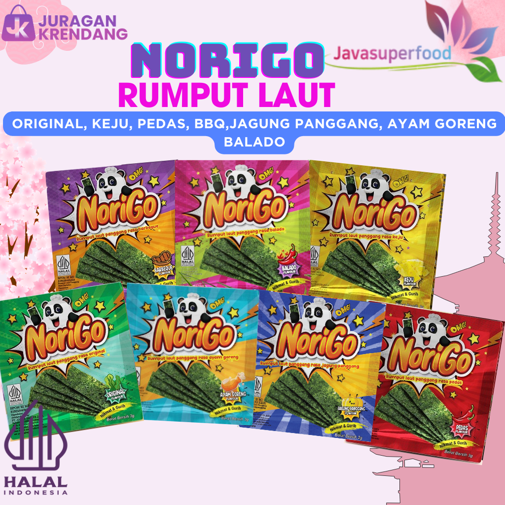 Jual NORIGO I Snack Rumput Laut I HALAL 1 BOX ISI 12 BUNGKUS | Shopee ...