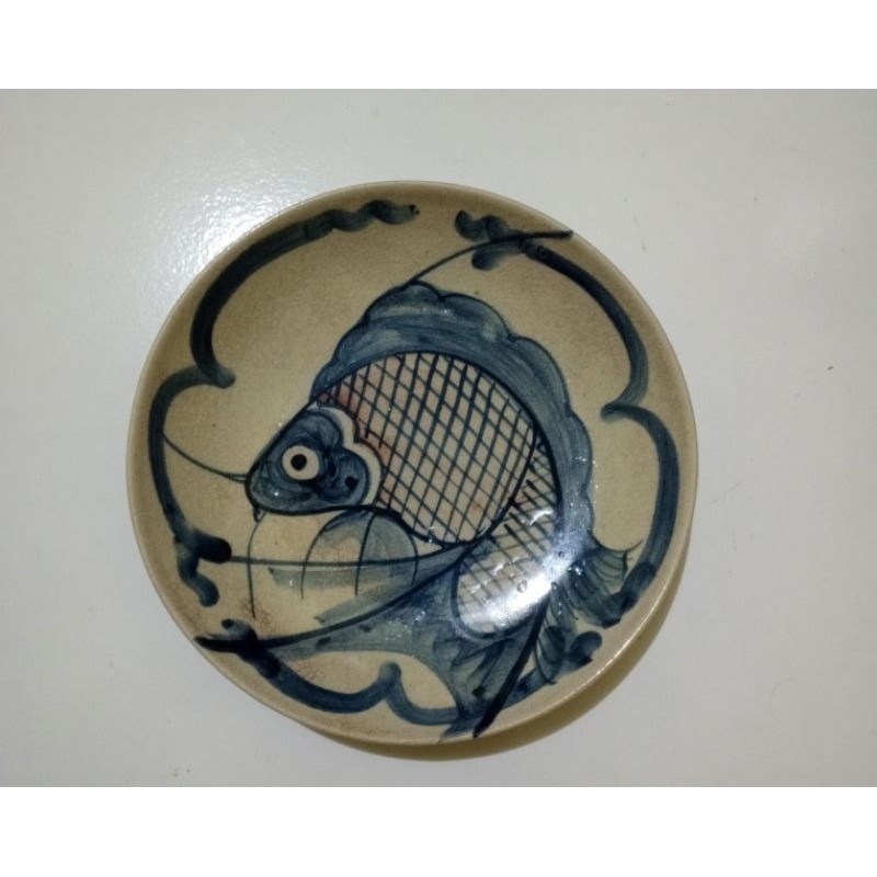 Jual Piring Melawen Asli Dayak/Motif Ikan/Piring Kuno/Piring Retak ...