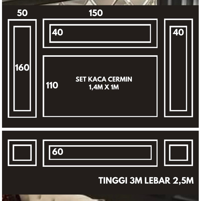Jual Paket Lengkap Wallmoulding Double List + Kaca Cermin Ukuran Tinggi ...
