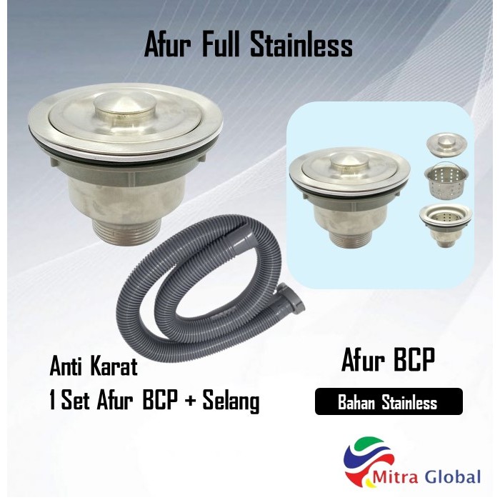 Jual Afur Bak Cuci Piring + Selang BCP 1 Set / Selang Avur Afur Apur Saringan Pembuangan Bak ...