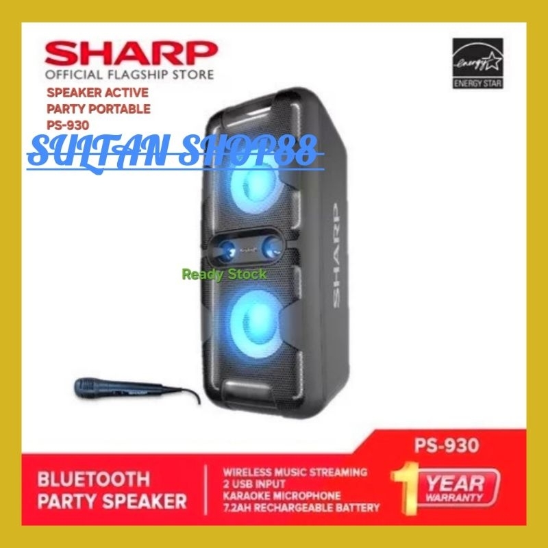 Jual SHARP SPEAKER AKTIF PORTABLE PARTY PS-930 Wireless Bluetooth l ...