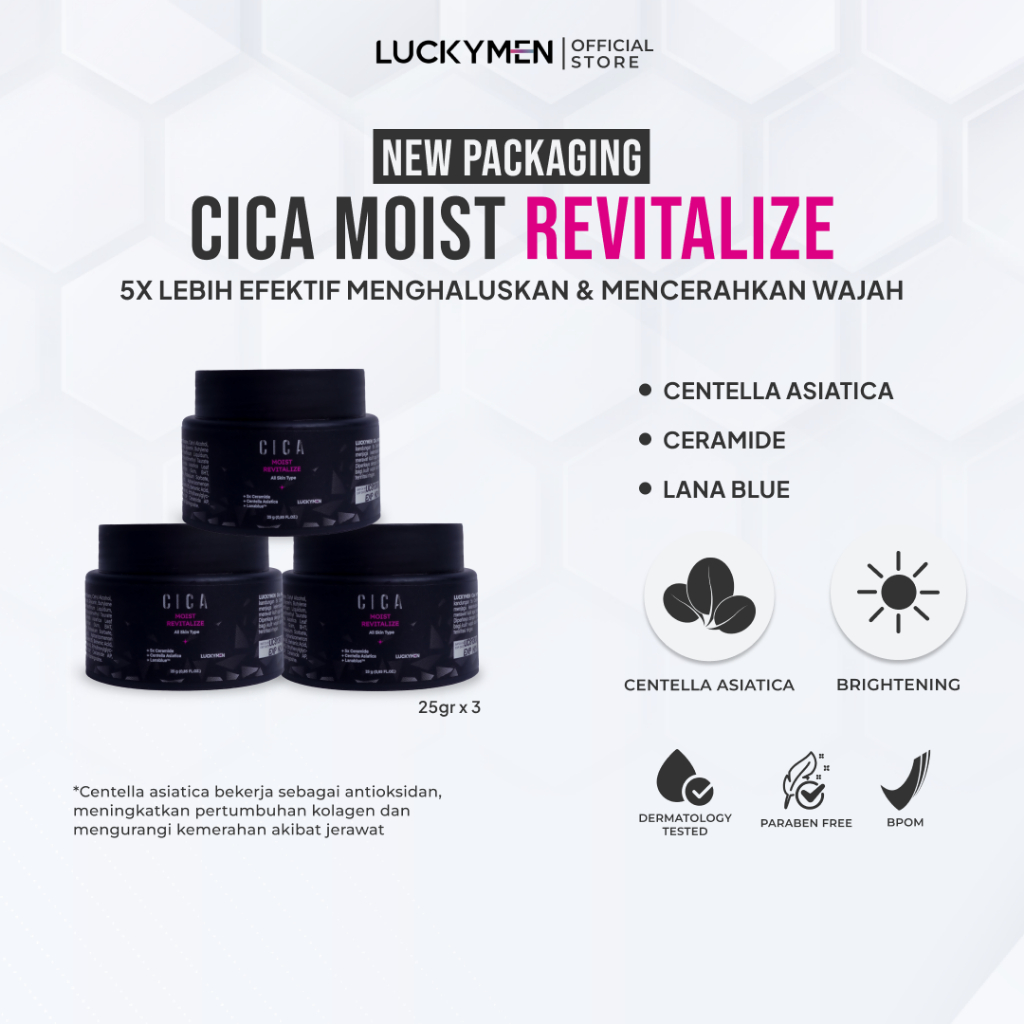 Jual [UPGRADE FORMULA] LUCKYMEN Cica Moist Revitalize 3PCS - Bikin ...