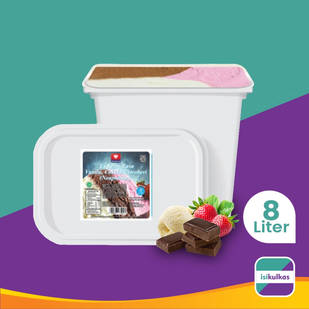Jual Ice Cream Diamond 8 Liter Rasa Neapolitan / Es Krim Ember 8 Liter ...