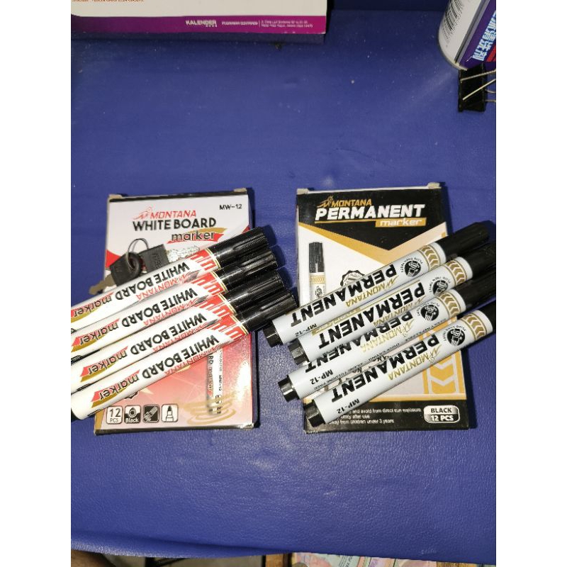 Jual 1 BOX(12 PCS) SPIDOL MONTANA PERMANENT DAN WHITE BOARD MARKER ...
