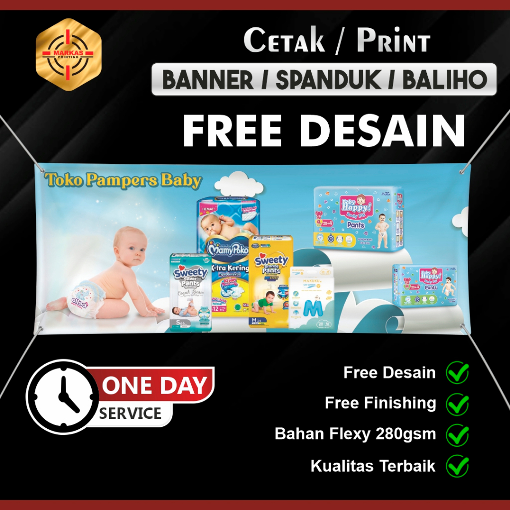 Jual Spanduk Custom Free Desain Bahan Flexy 280gsm | Shopee Indonesia