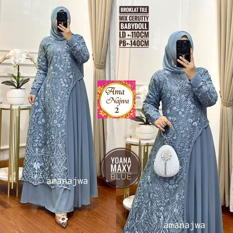 Jual READI STOK SIAP KIRIM YOANA GAMIS (ld 110&ld120)gamis brokat mix ...