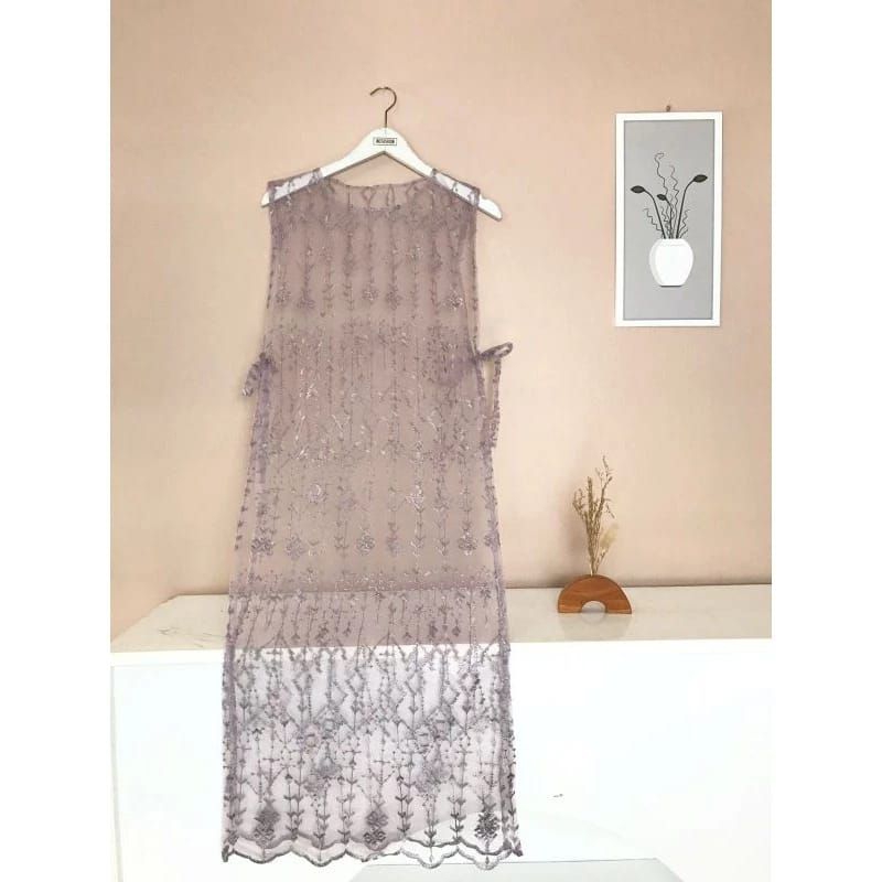 Jual Cardigan long vest tule / outer brukat premium / outer rompi ...