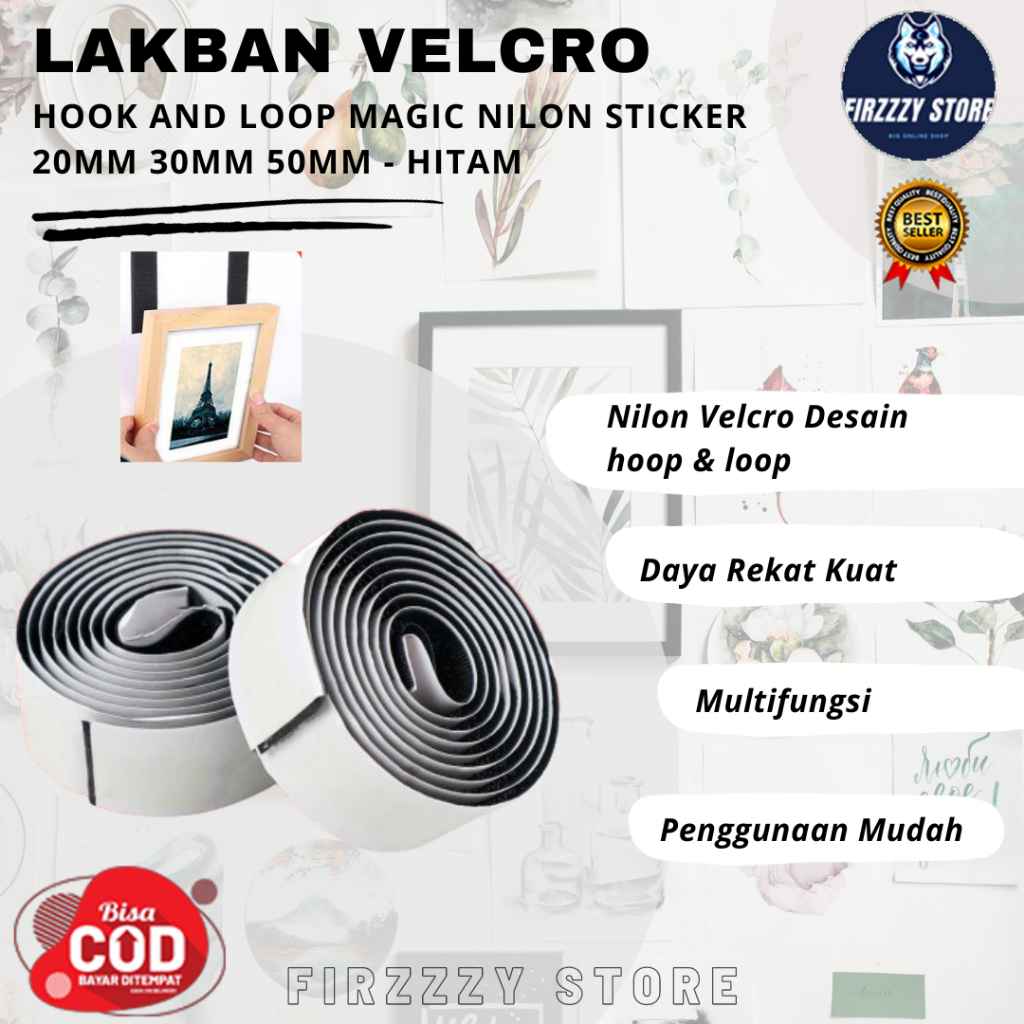 Jual Lakban Velcro Hook and Loop Magic Nilon Sticker 20mm 30mm 50mm ...