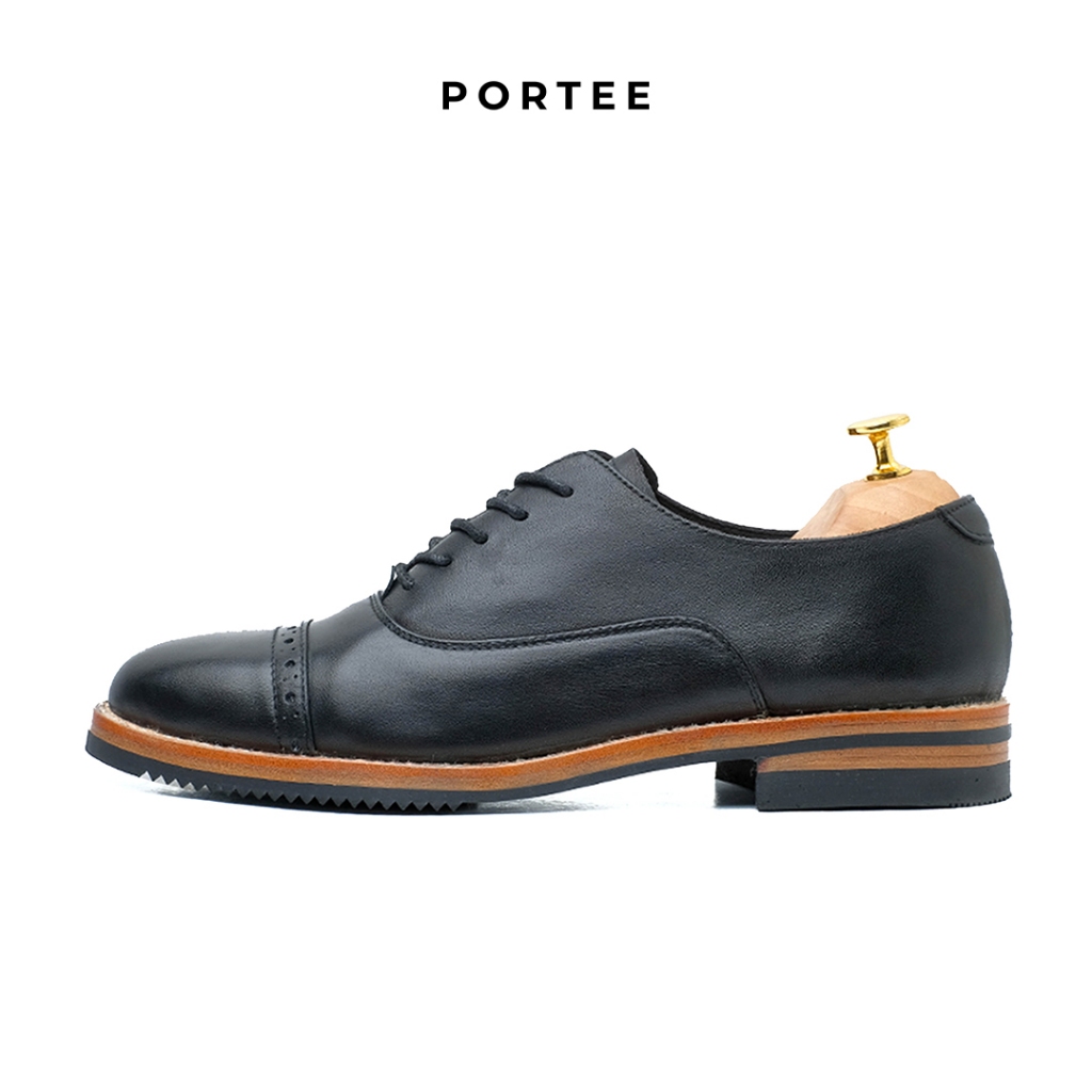Jual Portee Goods Sepatu Kulit Kerja Pria Oxford Captoe Hitam | Shopee ...