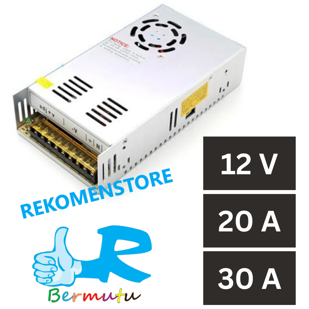 Jual Power supply 30A 12V 360W 240 watt 20A Trafo led strip dc module ...