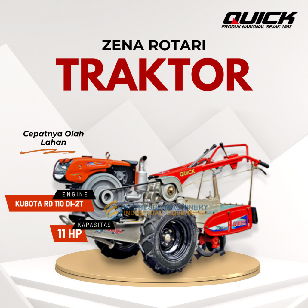 Jual Traktor Quick Rotary Zena Lengkap Mesin 11 Hp Kubota RD 110 ...
