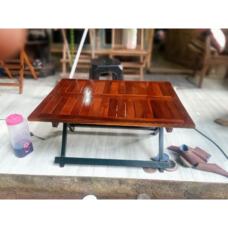 Jual meja lipat full kayu jati asli ukuran 80x80xtinggi50cm warna ...