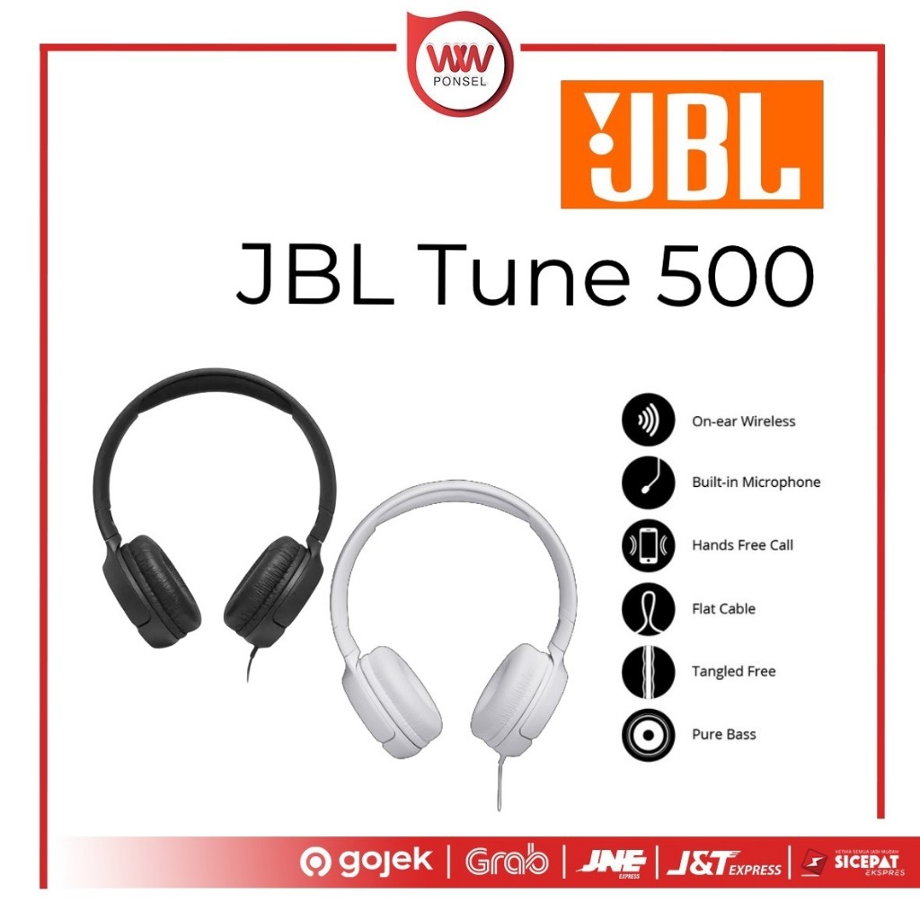 Jual JBL Tune 500 Wired On-Ear Headphones with Mic | Shopee Indonesia