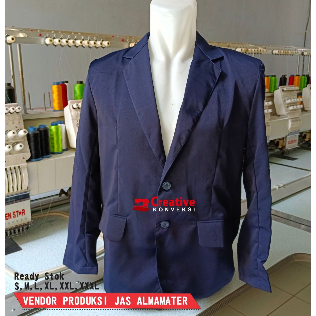Jual Jas Blazer navy POLOS biru dongker Jas Pria WANITA Formal Kancing ...