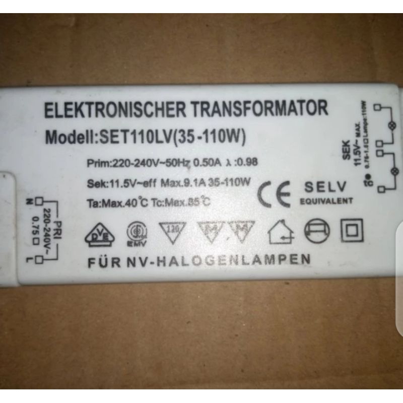 Jual Trafo Ballast Electronic Transformer Model SET110LV(35-110W)220 ...
