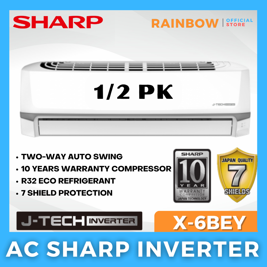 Jual AC SHARP 1/2 PK AH-X6BEY JTECH INVERTER REFRIGRANT R32 | Shopee ...