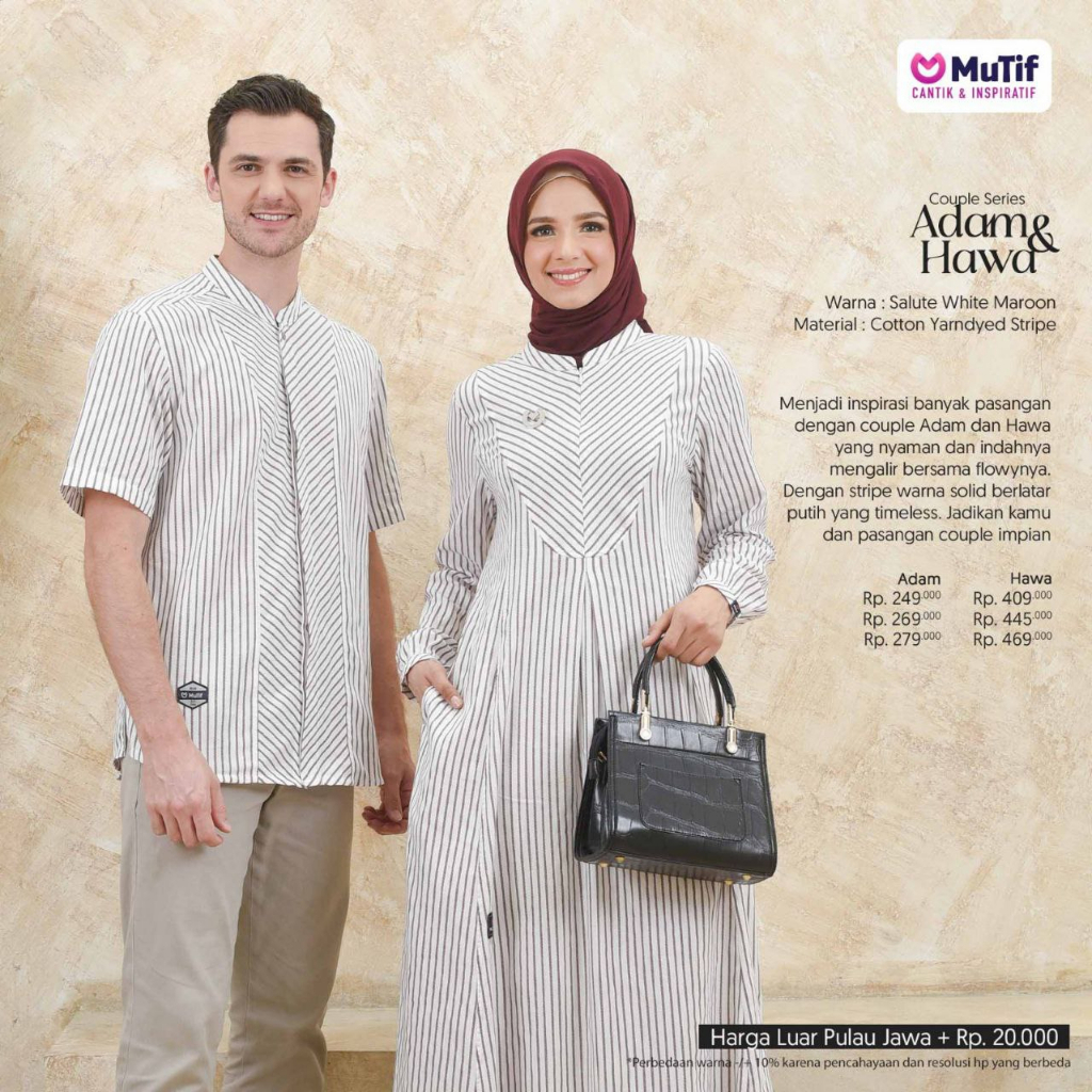 Jual MUTIF ADAM HAWA SALUTE WHITE MAROON | Shopee Indonesia
