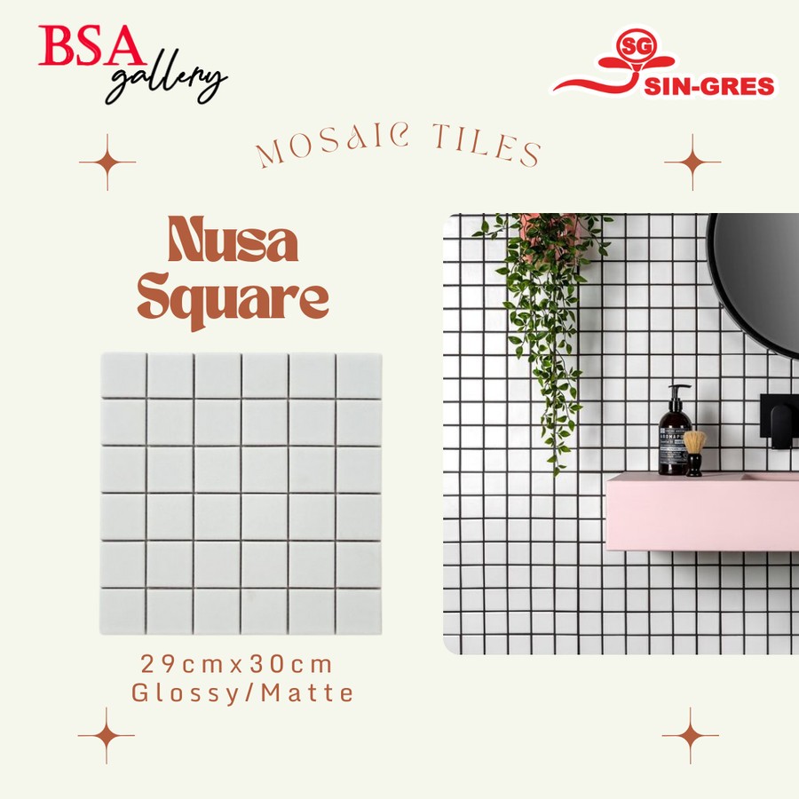 Jual KERAMIK MOSAIC TILE KOTAK PUTIH MOZAIK LANTAI DINDING WC DAPUR ...