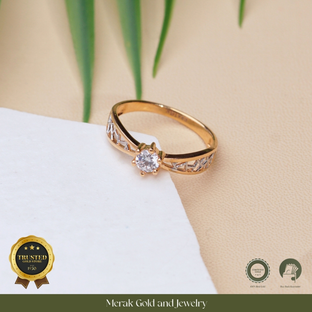 Jual CINCIN GOLD LASER CUT DIAMOND LOOK SOLITAIRE | EMAS TUA KADAR 16K ...
