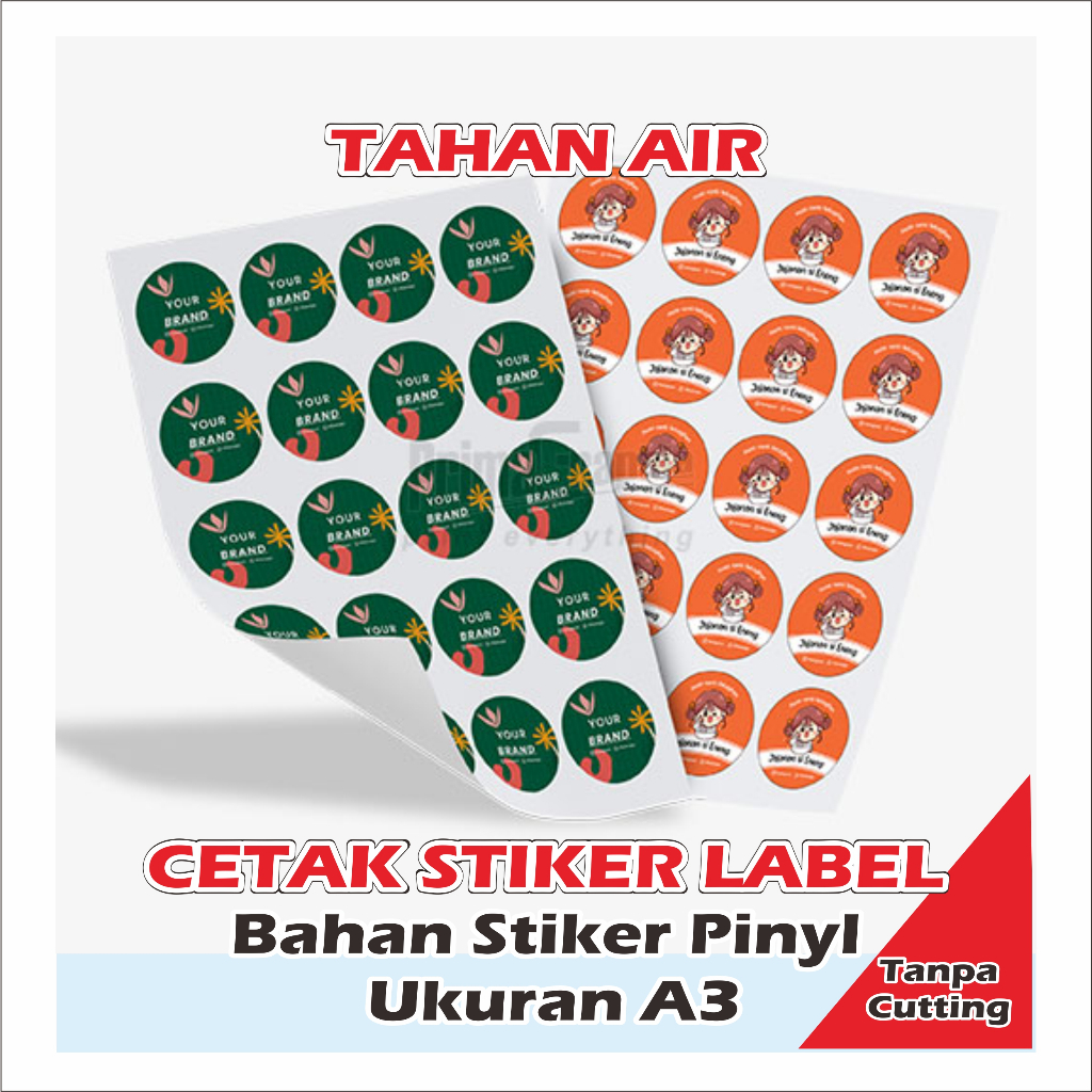 Jual CETAK STIKER LABEL TAHAN AIR PINYIL UKURAN A3 stiker label stiker ...