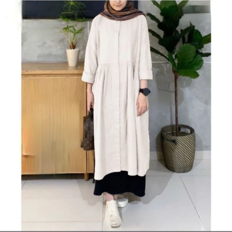 Jual LAURA LONG TUNIK MIDI OUTER WANITA RAYON POLOS LD100 LD110 LD120 ...