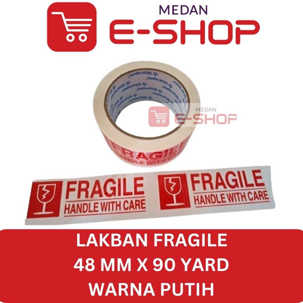 Jual Lakban Fragile 48mm x 90 YARD Putih Starspex Isolasi selasiban ...